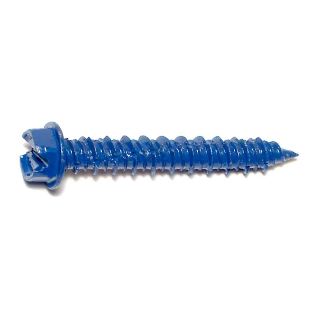 1/4" x 1-3/4" Blue Ruspert Coated Steel Slotted Hex Washer Head Masonr ...