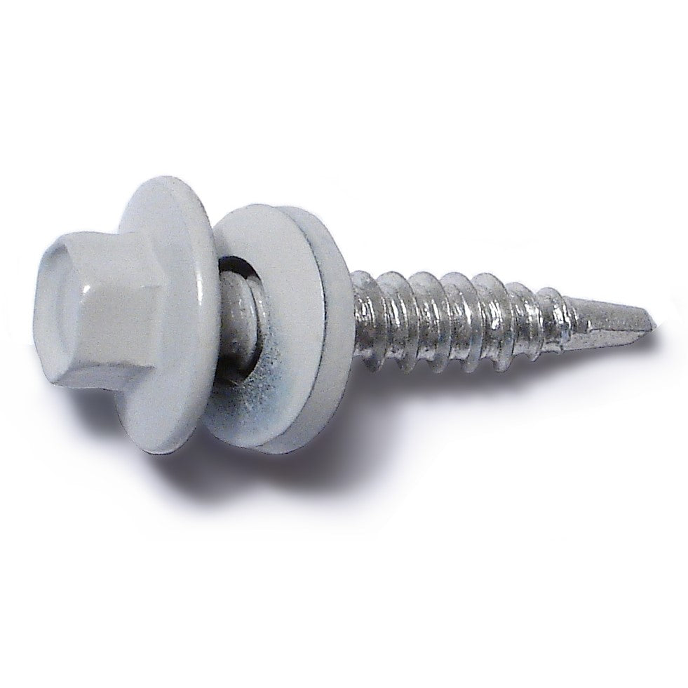 #10-14 x 1" White Painted Steel Hex Washer Head Pole Barn Self-Drillin ...