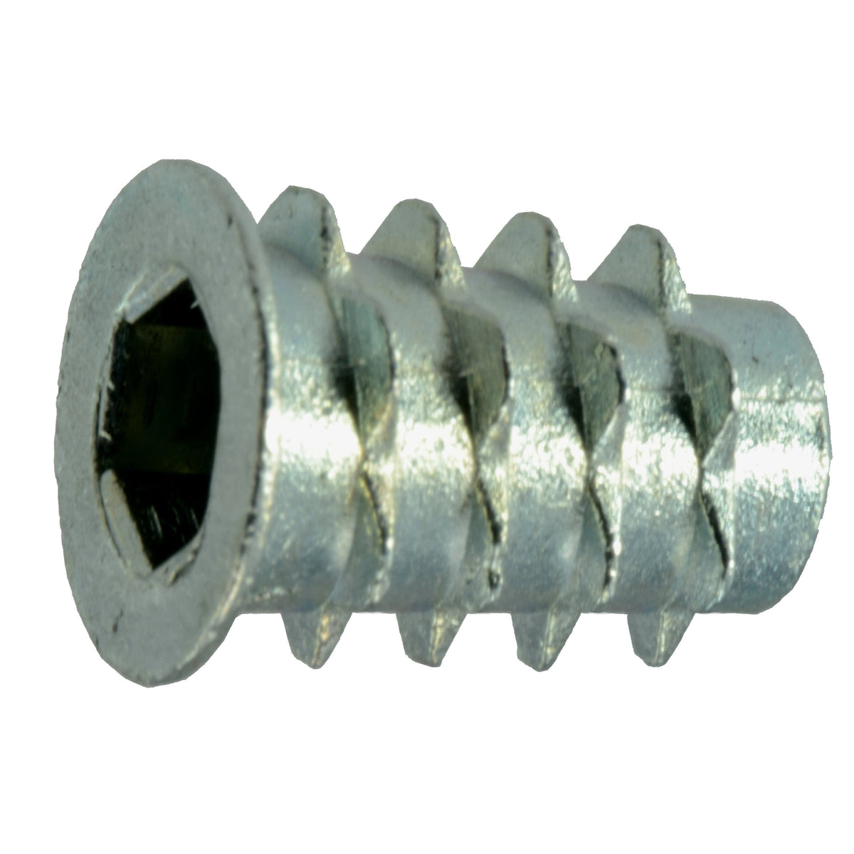 6mm-1.0 x 16mm Die Cast Zinc Coarse Thread Soft Wood Inserts — Fastener ...