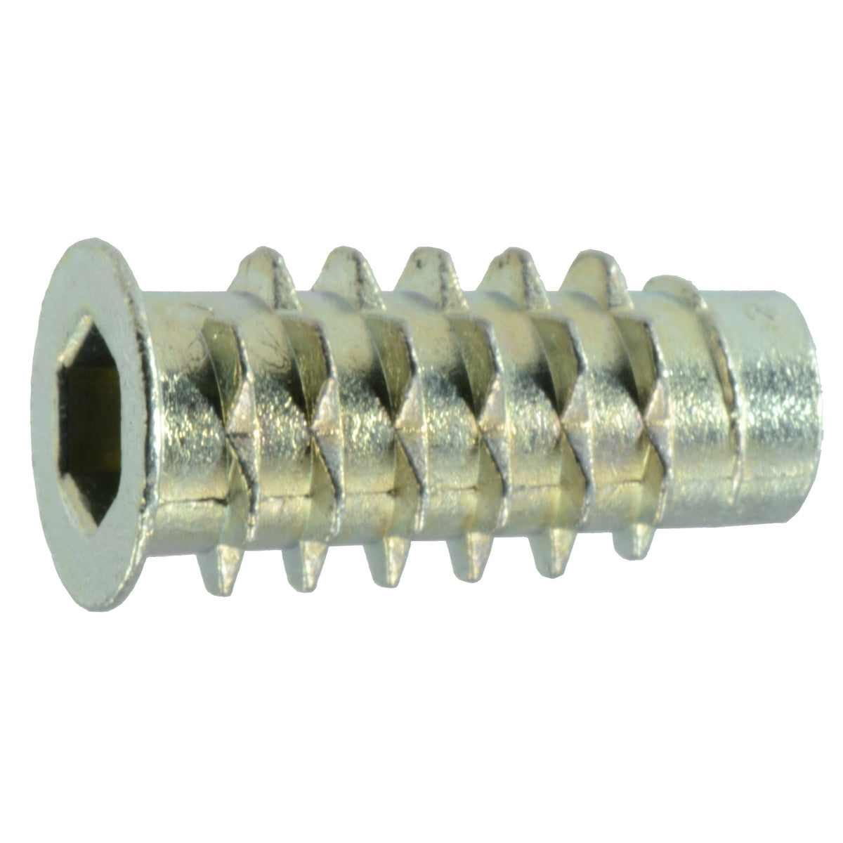 6mm-1.0 x 25mm Die Cast Zinc Coarse Thread Soft Wood Inserts — Fastener ...