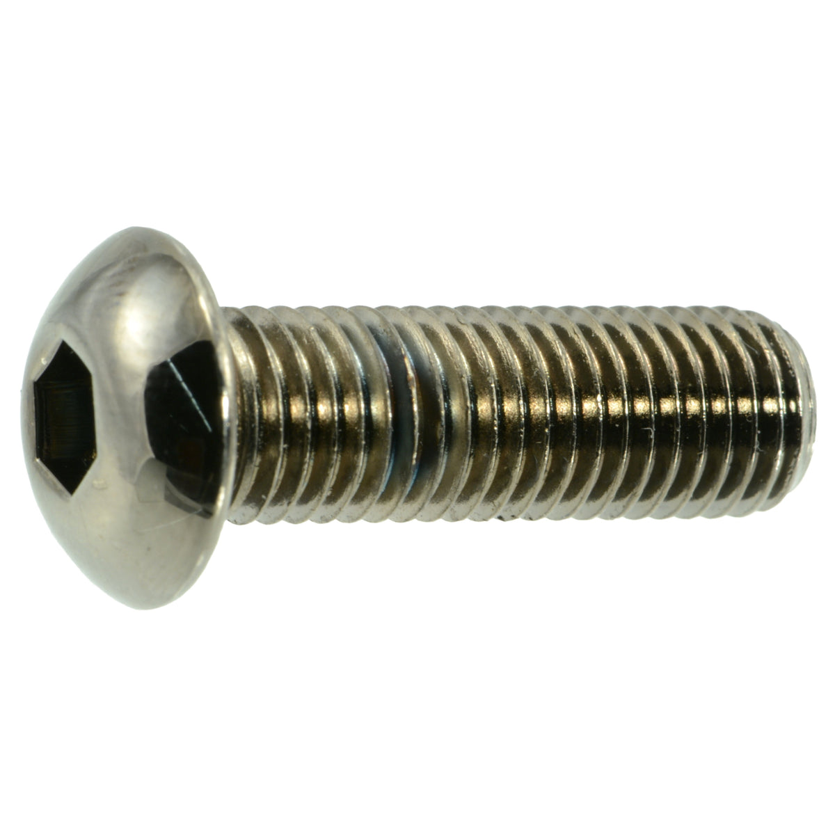 5/16"-24 x 1" Black Chrome Plated Steel Fine Thread Button Head Socket — Fastener Line