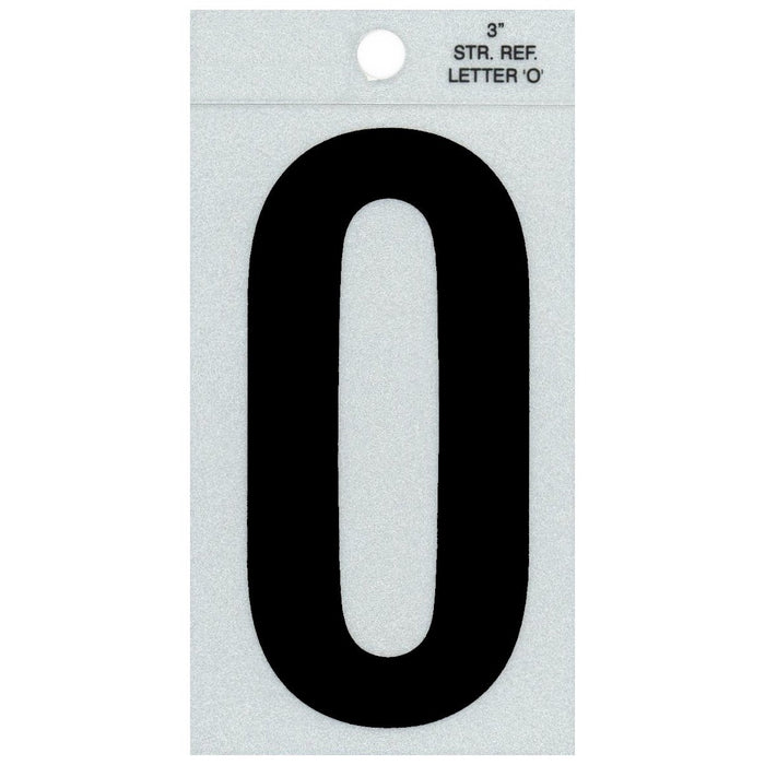 3" - O Straight Narrow Black Reflective Letters — Fastener Line