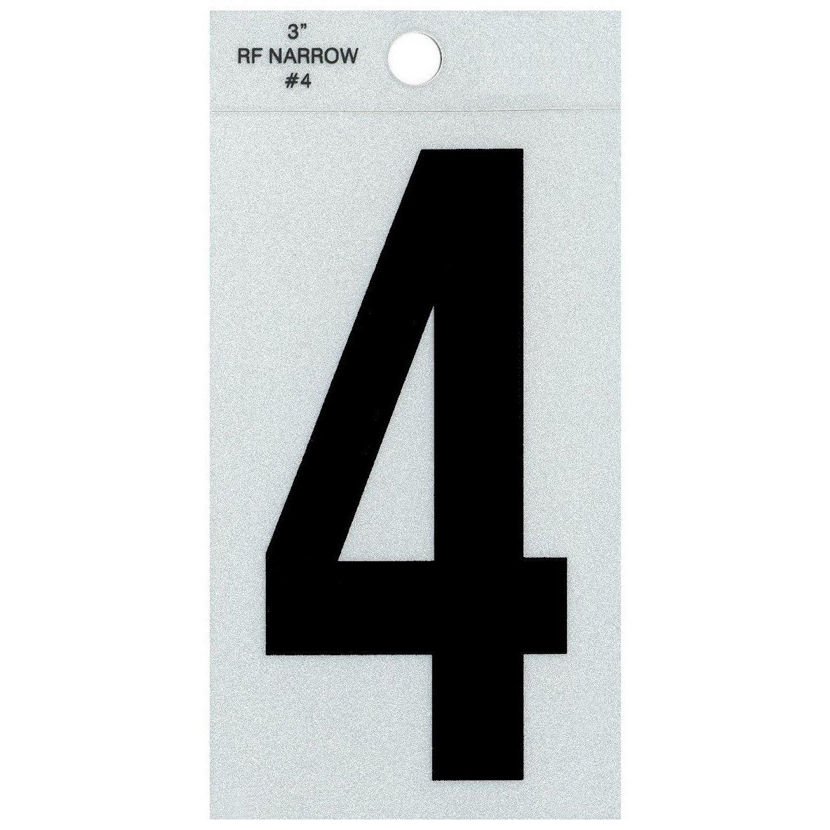 3" - 4 Straight Narrow Black Reflective Numbers — Fastener Line