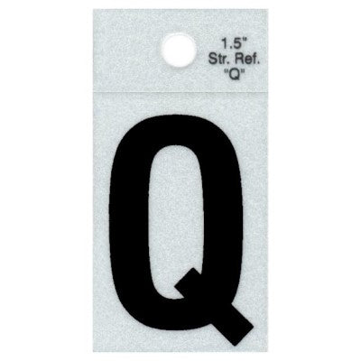 1.5" - Q Straight Black Reflective Letters — Fastener Line
