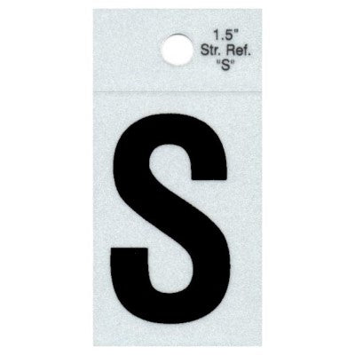 1.5" - S Straight Black Reflective Letters — Fastener Line