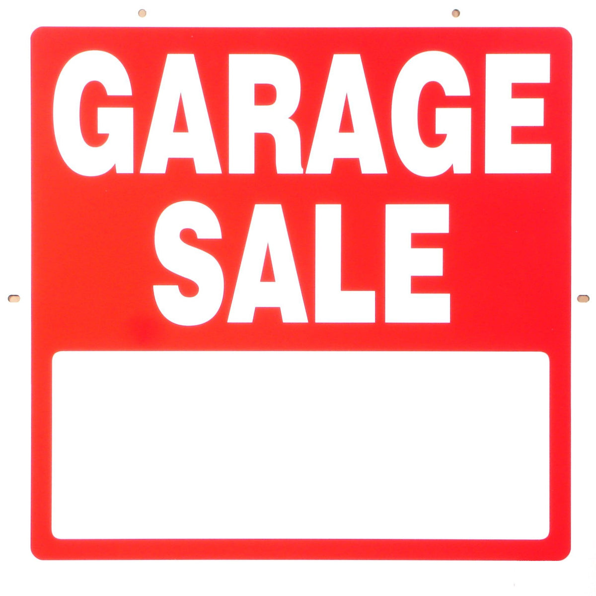 17" x 17" Styrene Plastic "Garage Sale" Signs — Fastener Line