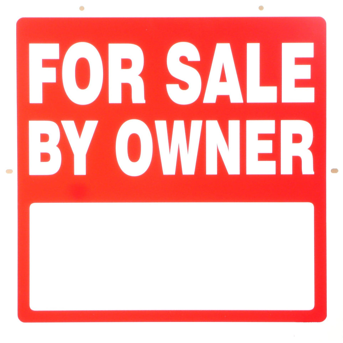 17" x 17" Styrene Plastic "For Sale By Owner" Signs — Fastener Line