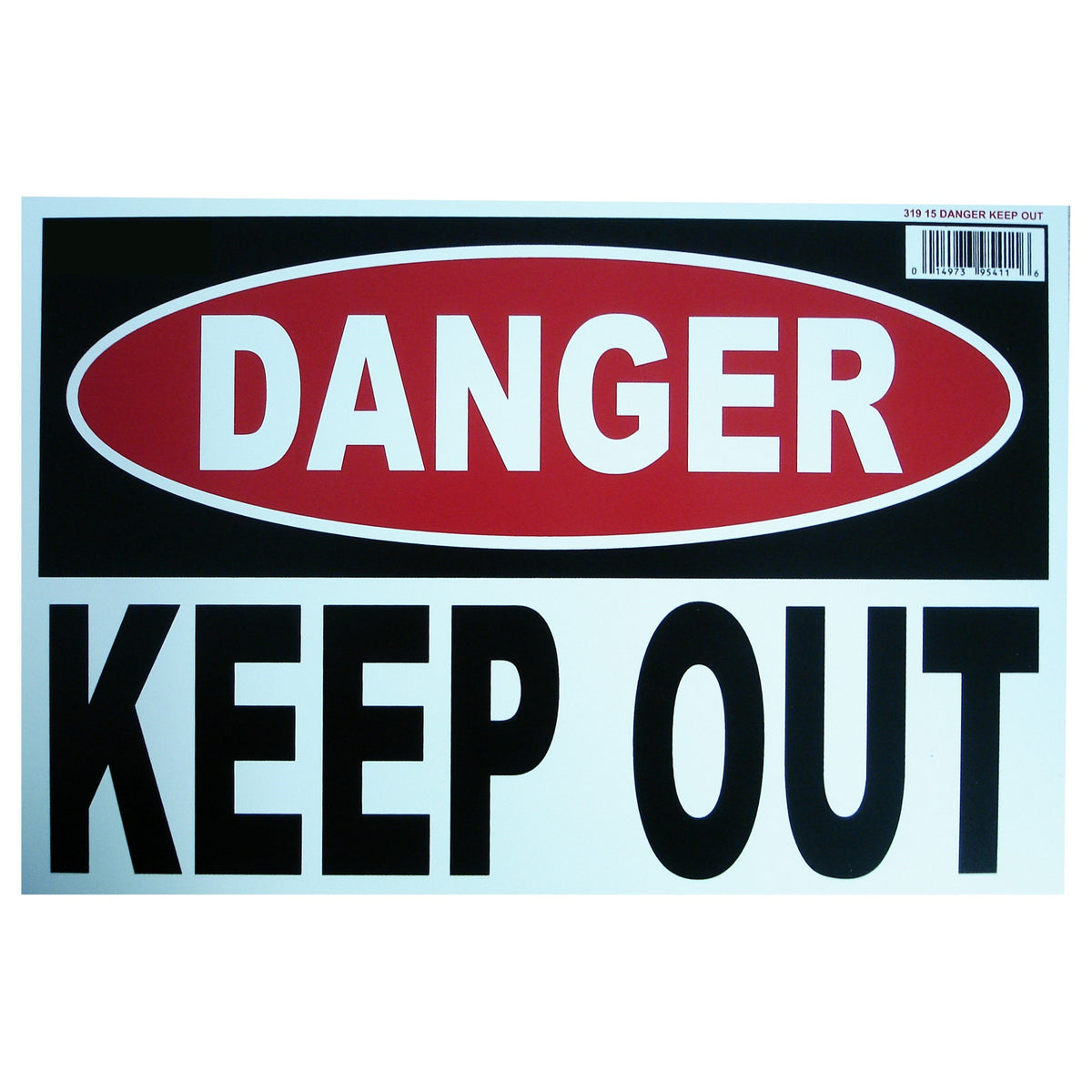 8" x 12" White Styrene Plastic "Danger Keep Out" Signs — Fastener Line