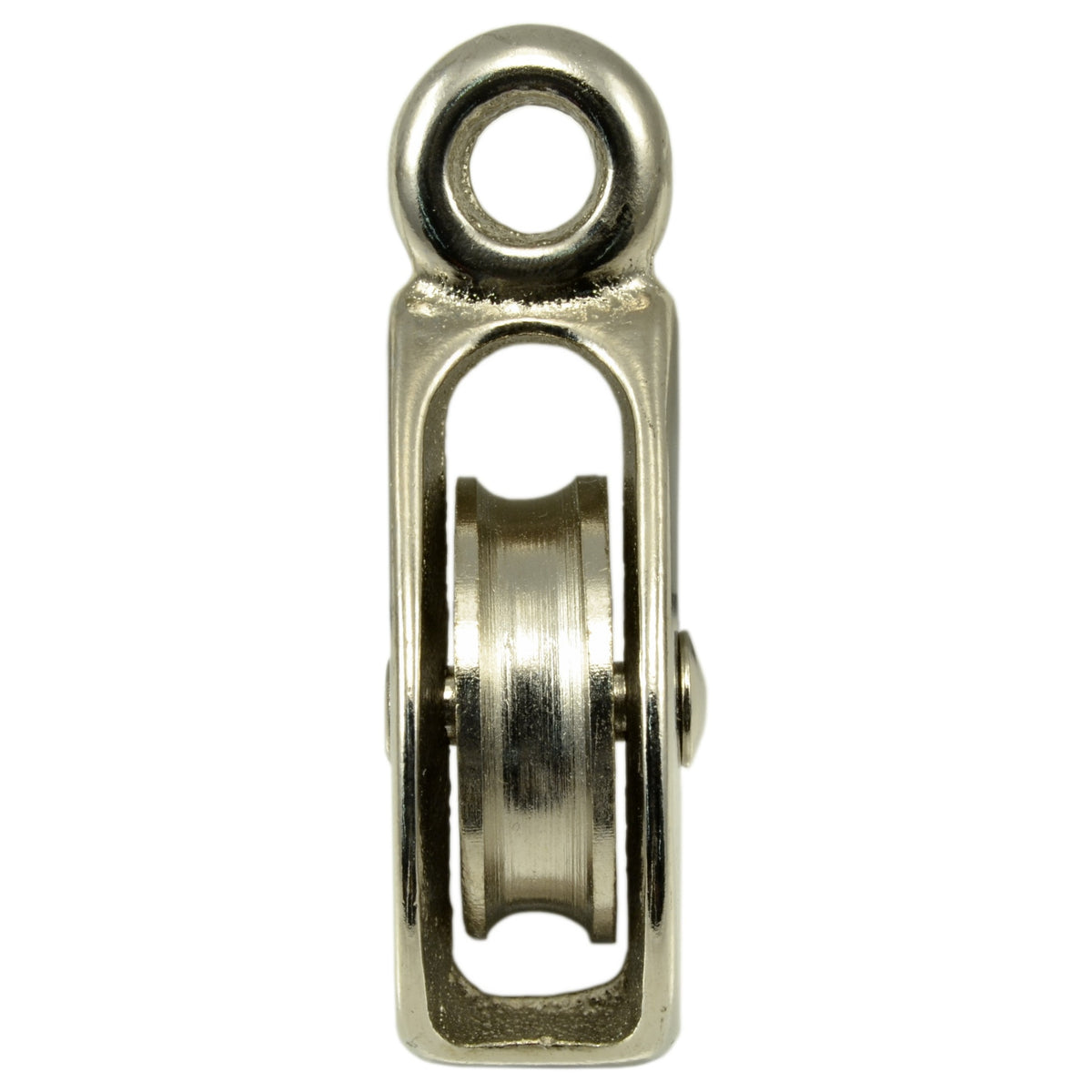 1-1/2" Nickel Fixed Eye Single Pulley — Fastener Line