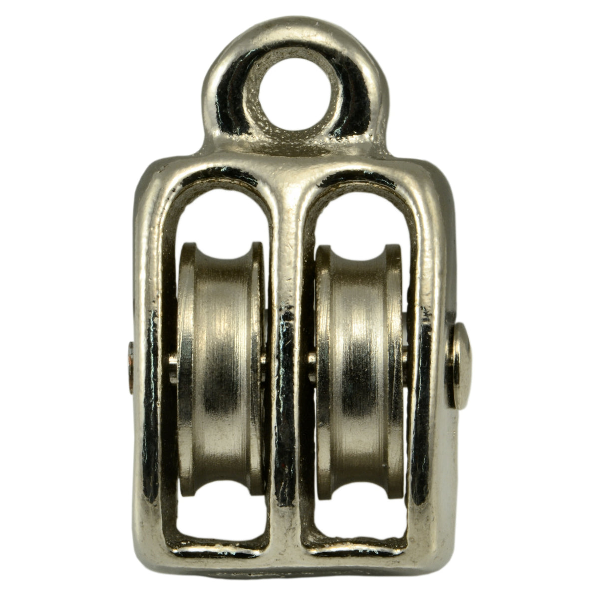 1" Nickel Fixed Eye Double Pulley — Fastener Line