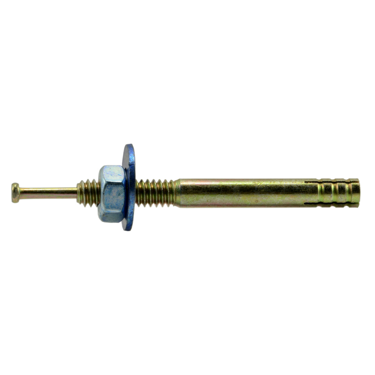 1/4" x 2-3/8" Zinc Plated Steel Blue Hammer Drive Anchors with Nuts an ...