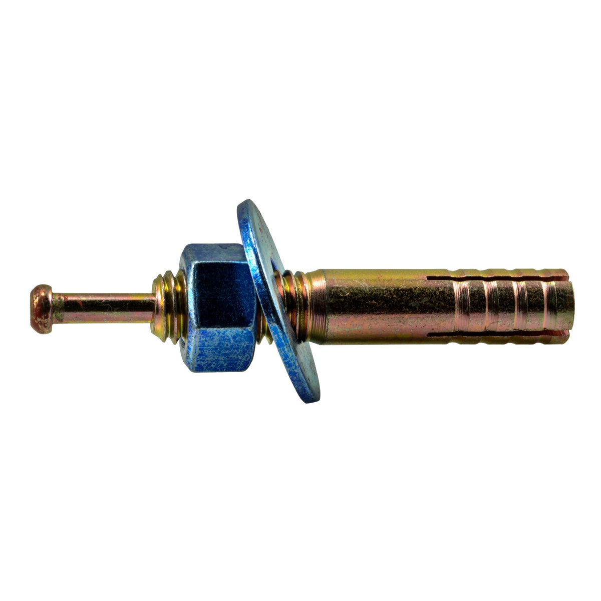 1/2" x 2-3/4" Zinc Plated Steel Blue Hammer Drive Anchors with Nuts an ...