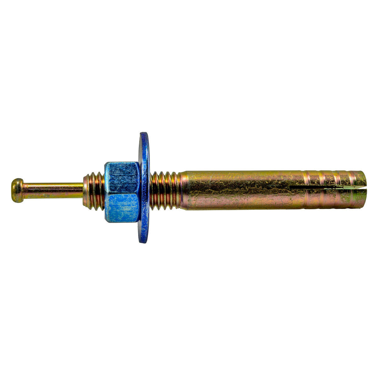 1/2" x 3-1/2" Zinc Plated Steel Blue Hammer Drive Anchors with Nuts an ...