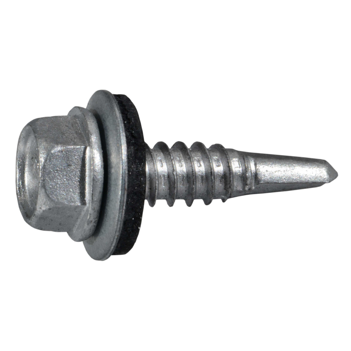#14 x 1" Silver Ruspert Coated Steel Hex Washer Head Self-Drilling Scr ...