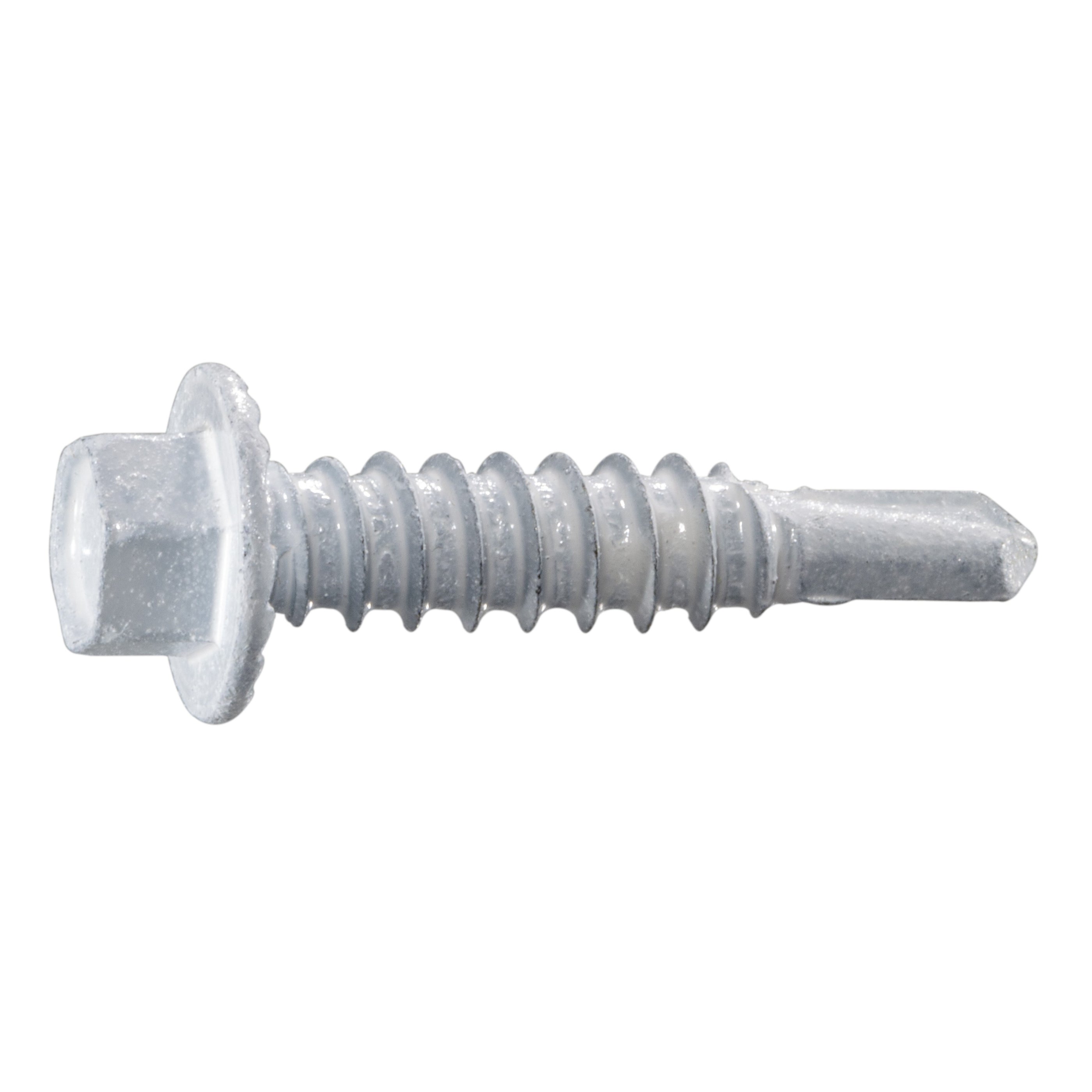 #12 x 1" White Ruspert Coated Steel Hex Washer Head Self-Drilling Scre ...
