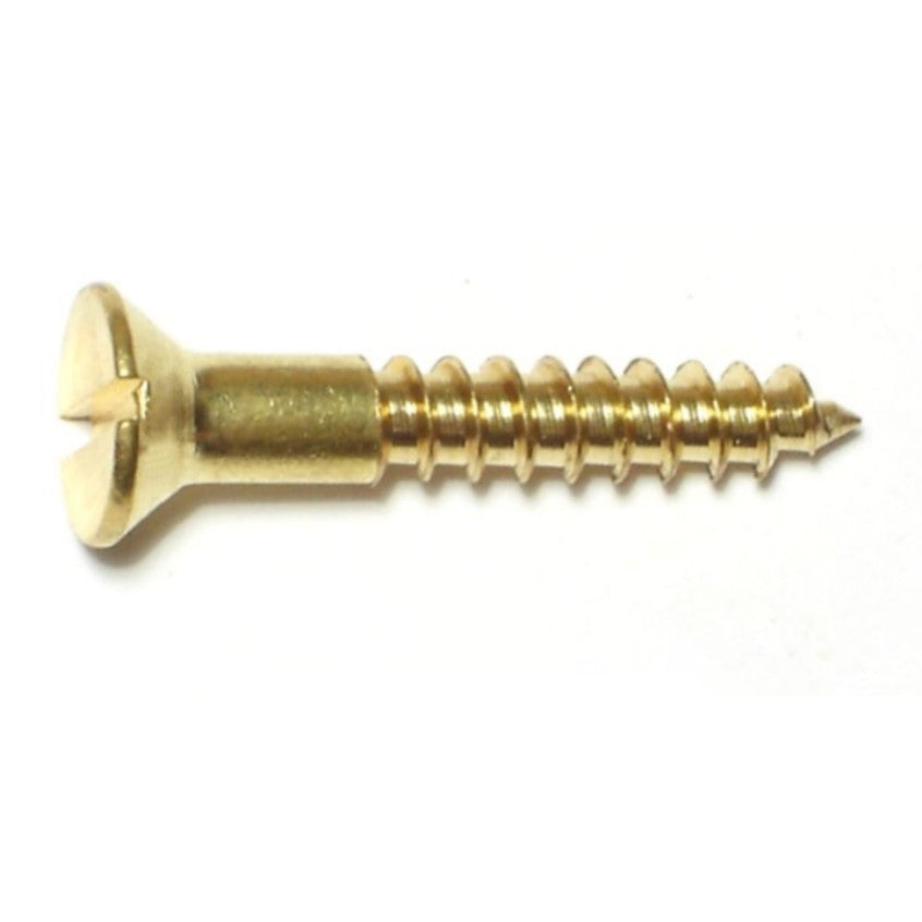 #8 x 1-1/4" Brass Slotted Flat Head Wood Screws — Fastener Line