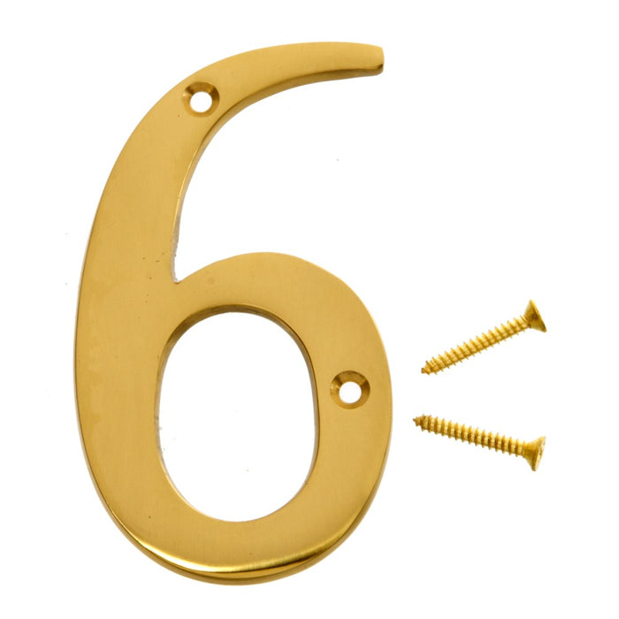 4" Solid Brass Number 6 (5 pcs.) — Fastener Line