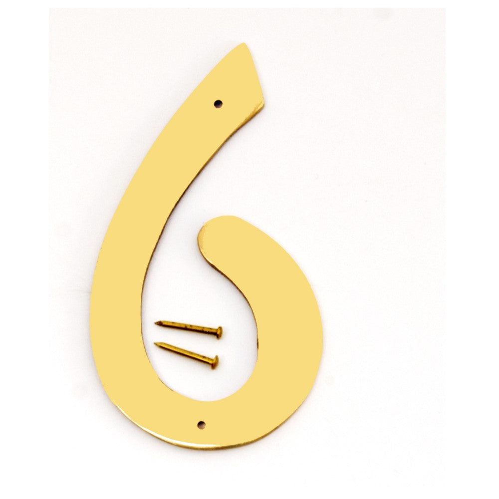 4" Decorative Brass Number 6 (10 pcs.) — Fastener Line