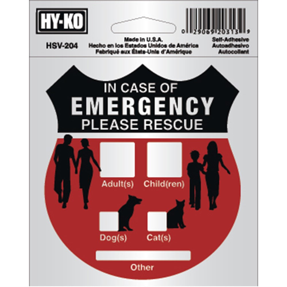 4X4" Self-Adhesive Emergency Rescue Sign 4" x 4" (6 pcs.) — Fastener Line