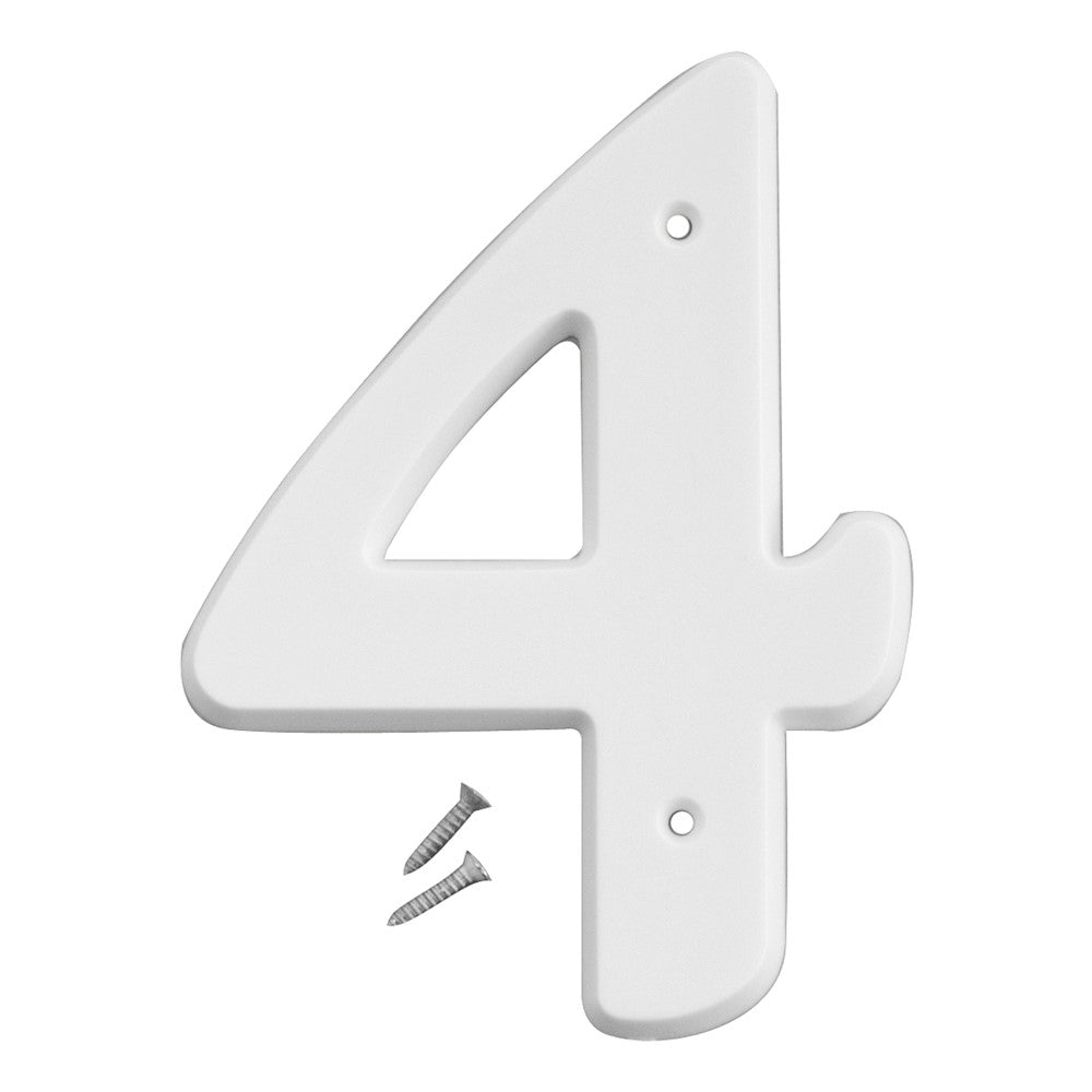 6" White Plastic Number 4 (5 pcs.) — Fastener Line